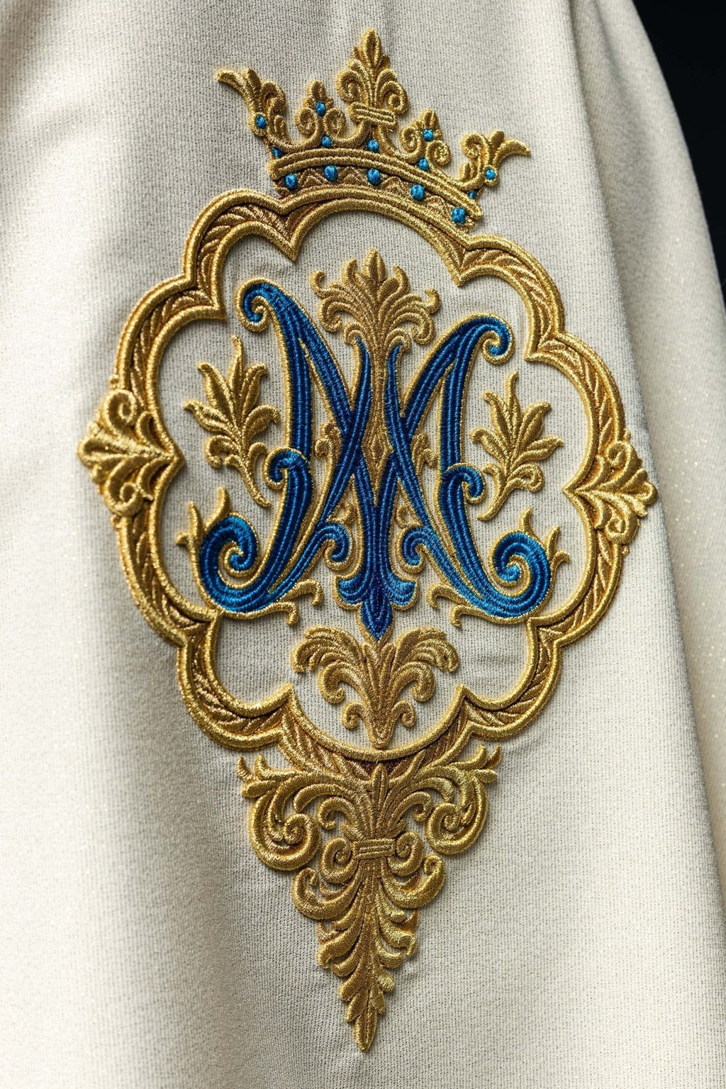Liturgical Chasuble with Embroidered Marian Coat of Arms and Crown ...