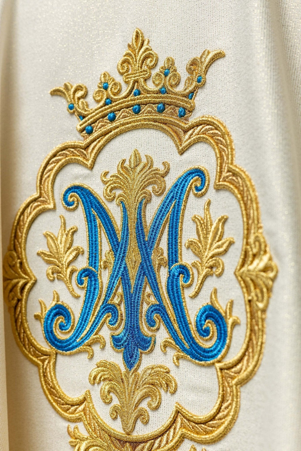 Liturgical Chasuble with Embroidered Marian Coat of Arms and Crown ...